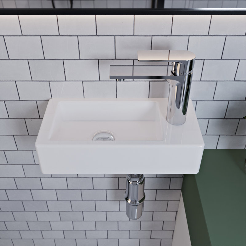 Deervalley Liberty White Ceramic Rectangular Wall Mount Bathroom Sink